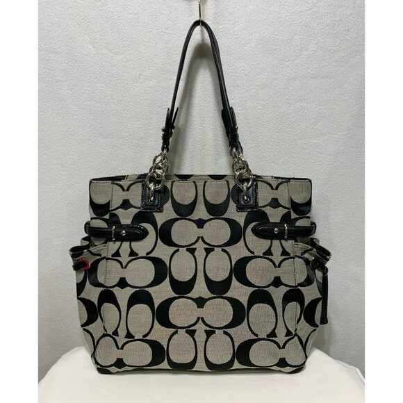 Coach | Bags | 22 Coach Colette Signature North South Tote Canvas Gray ...